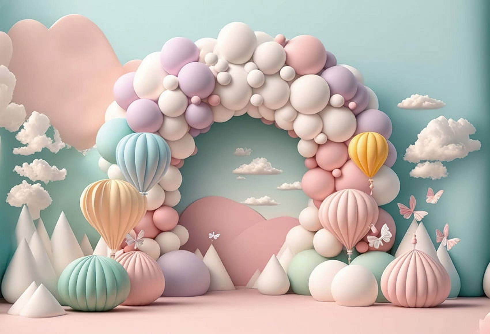 Photography Background Arch Balloon Flower Girl Princess Birthday Party ...