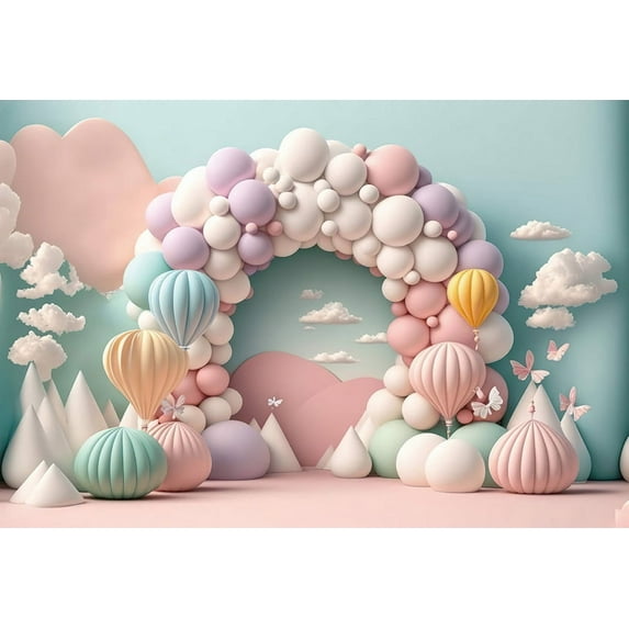 Photography Background Arch Balloon Flower Girl Princess Birthday Party ...