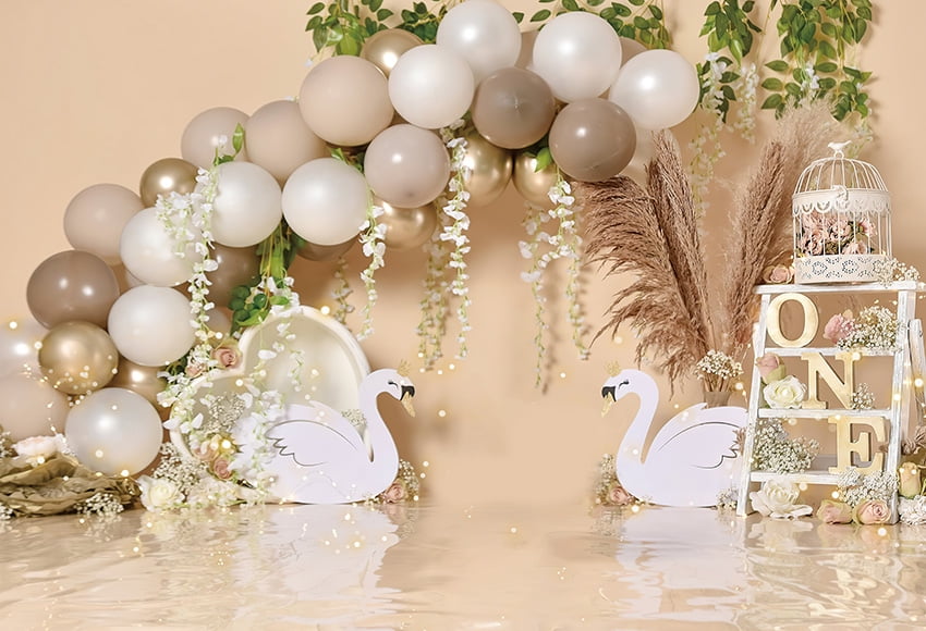 Photography Background Bohemian Style Balloon Girl Boy 1st Birthday ...