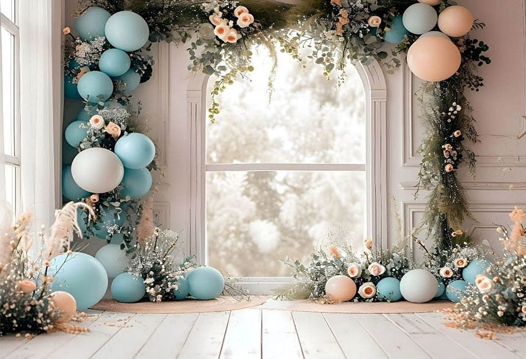Photography Background Boho Arch Balloons Floral Donut Kids Birthday ...