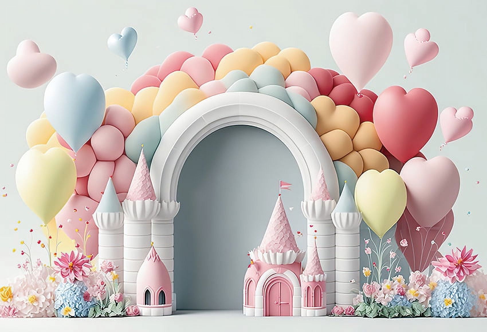 Photography Background Boho Balloons Boy Girl 1st Birthday Party Cake ...