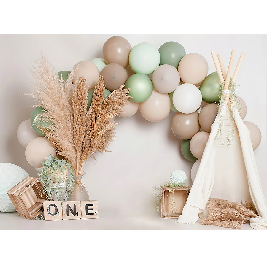 Photography Background Color Balloons Bohemian Boho Girl Boy 1st ...