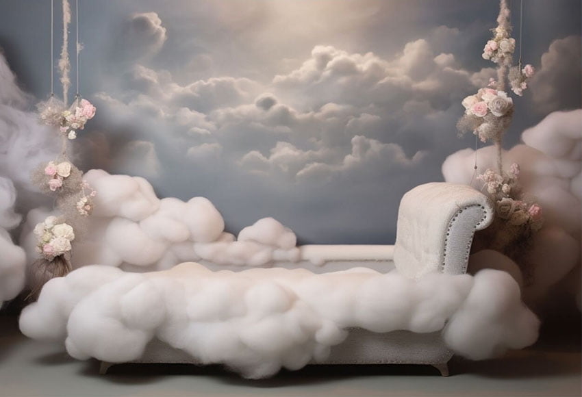 Photography Background Dreamy Clouds Pink Curtain Child Birthday Party ...