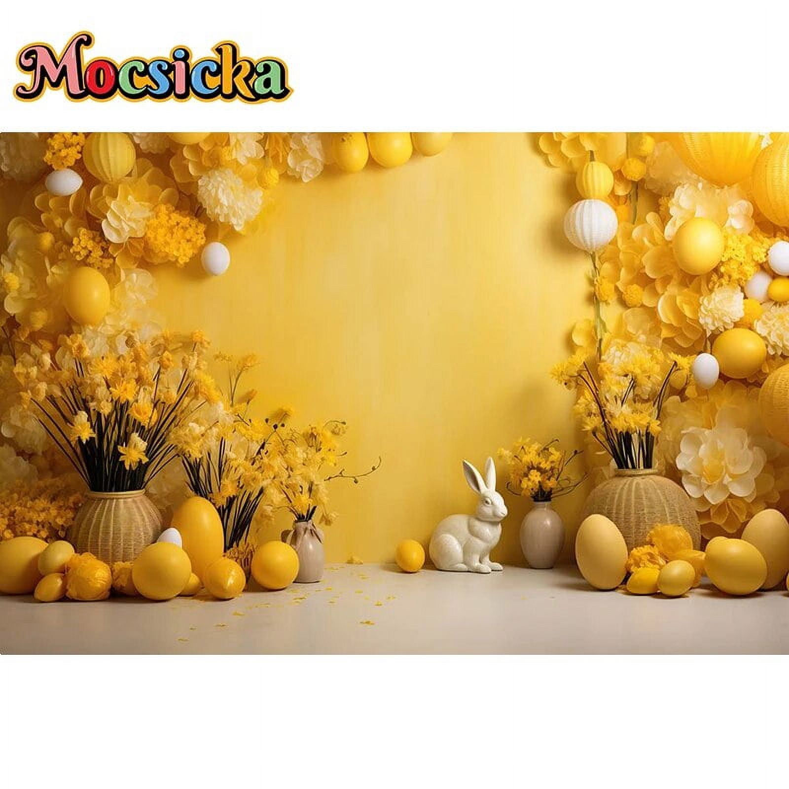 Photography Background Easter Indoor Arch Wooden Door Egg Rabbit Decor ...