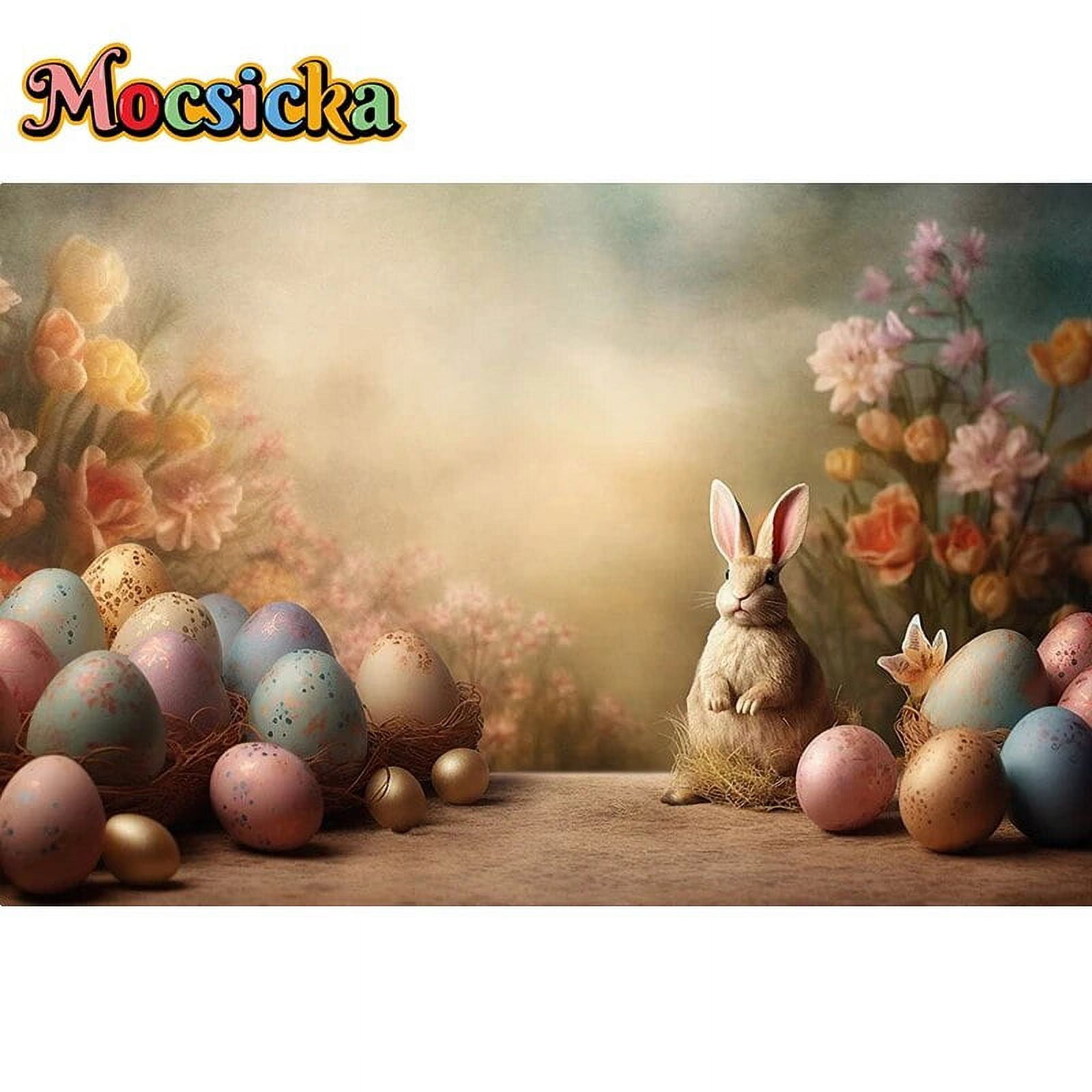 Photography Background Easter Indoor Arch Wooden Door Egg Rabbit Decor ...