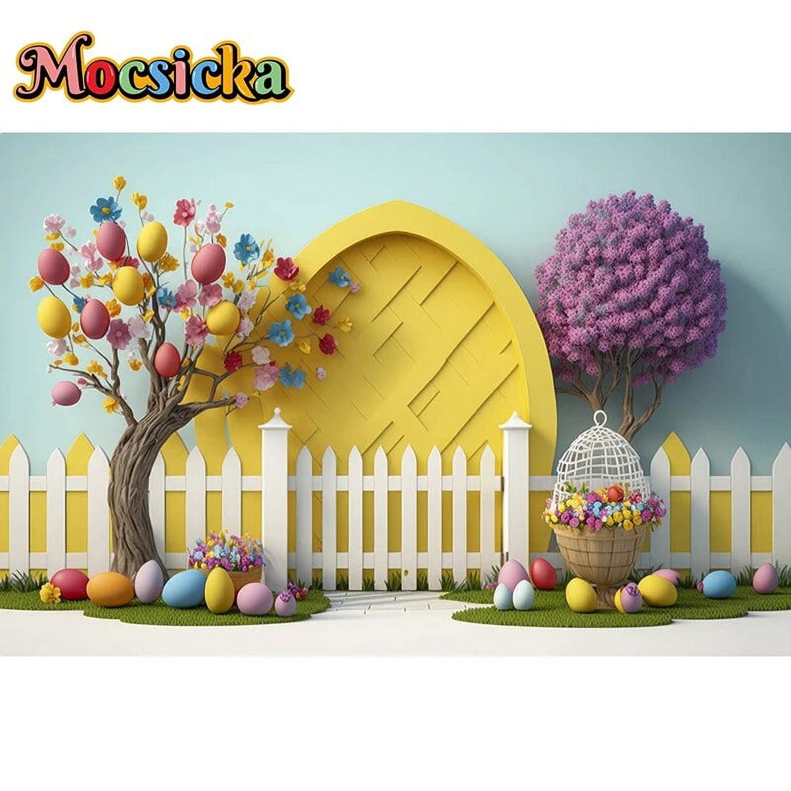 Photography Background Easter Indoor Arch Wooden Door Egg Rabbit Decor ...