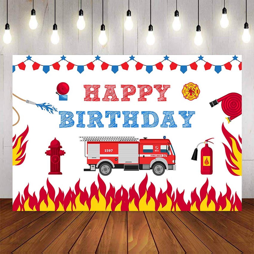Photography Background Firetruck Party Fireman Fire Truck Backdrop Boy ...