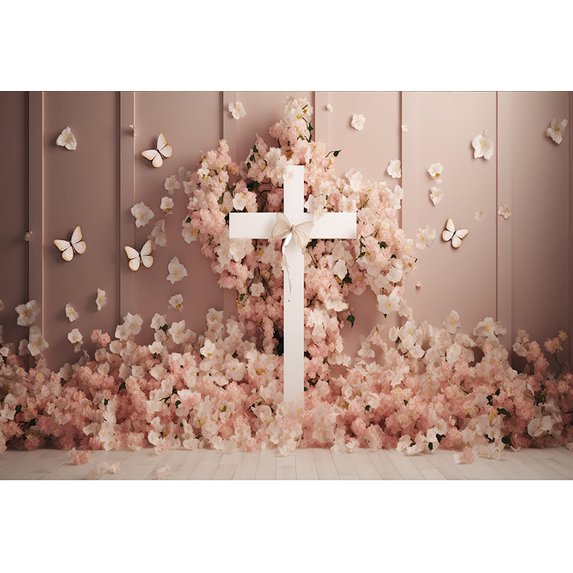 Photography Background Flower Cross Mi Bautizo Baptism Holy Communion ...