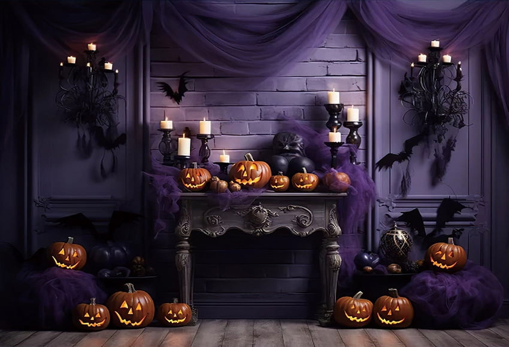 Photography Background Halloween Scary Pumpkin Bat Spooky Night Kid ...