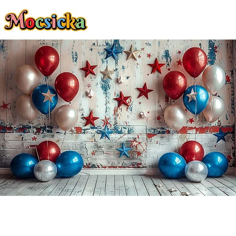 Photography Background Independence Day Balloon Star Decor Cake Smash ...