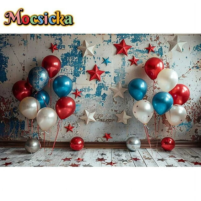 Photography Background Independence Day Balloon Star Decor Cake Smash ...