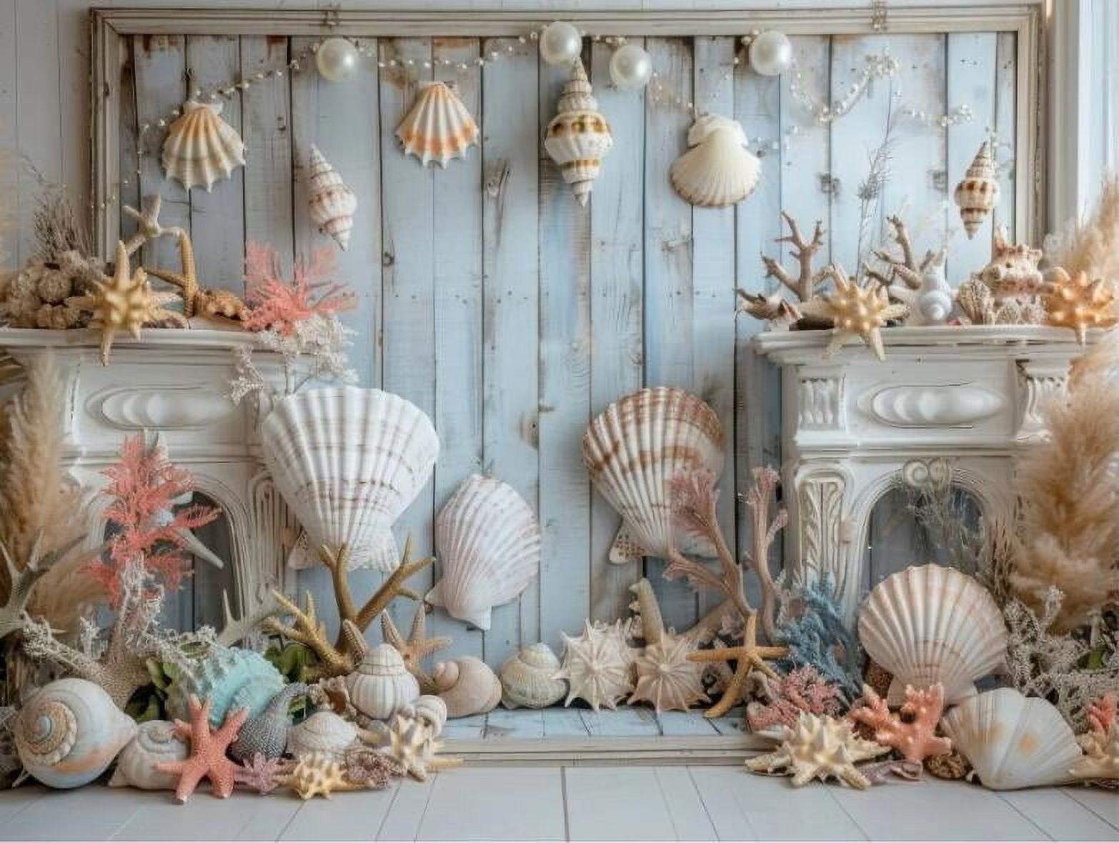 Photography Background Little Mermaid Maternity Cake Smash Pastel Shell Board Girl Birthday ...