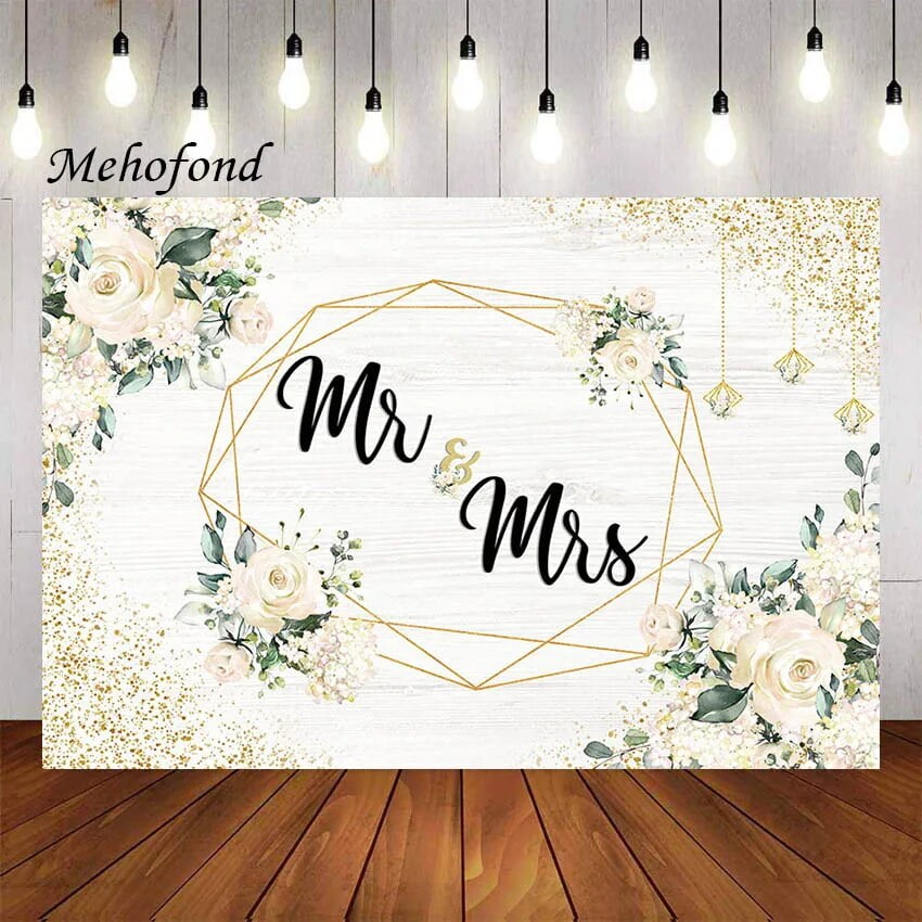 Photography Background Mr & Mrs Pink Floral Wedding Bride Engagement ...