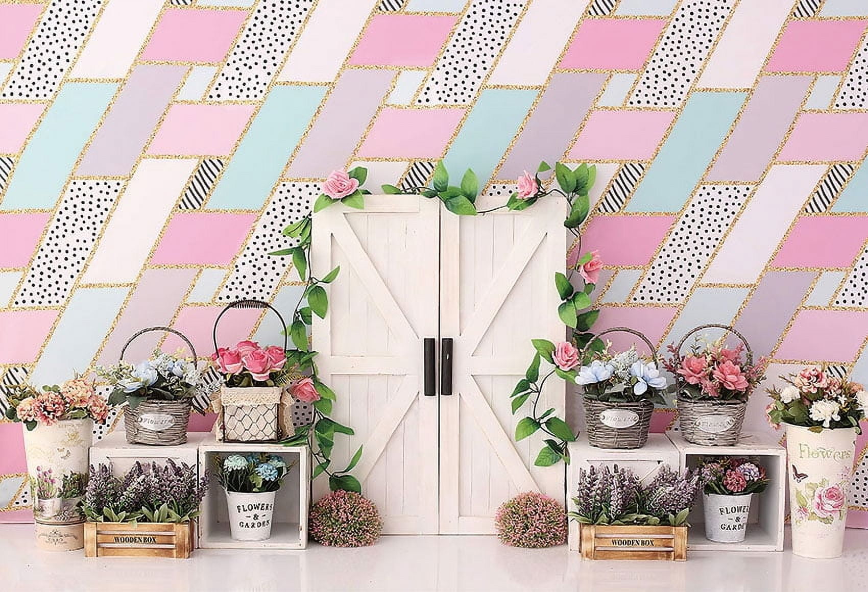 Photography Background Pink Bohemian Balloons Girl Boy 1st Birthday ...