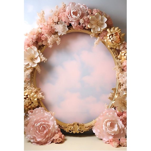 Photography Background Pink Cloud Flowers Frame Adult Birthday Wedding ...