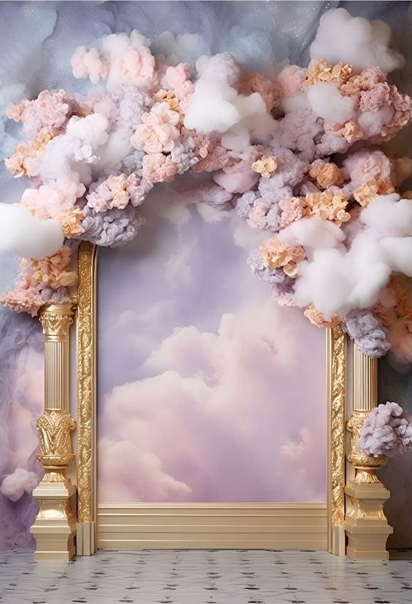Photography Background Pink Cloud Flowers Frame Adult Birthday Wedding ...