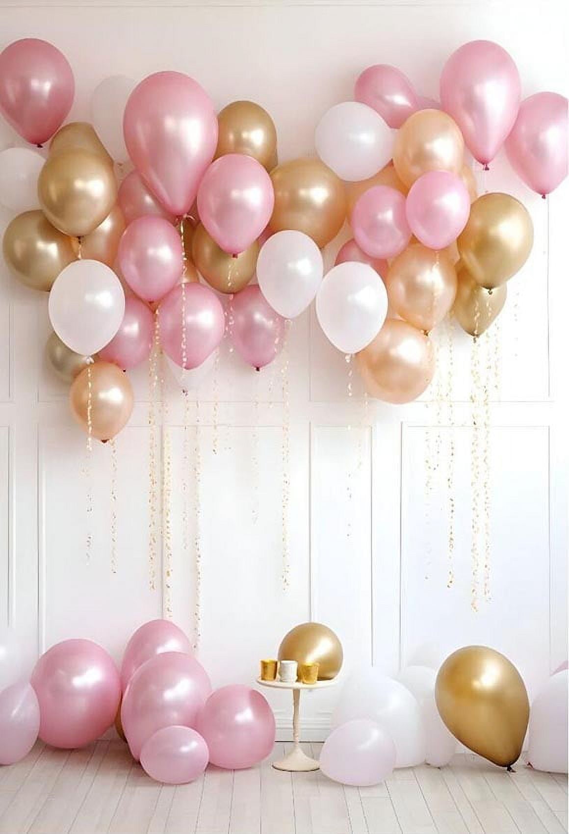 Photography Background Pink Gold Balloon White Wall Kids Birthday Party ...