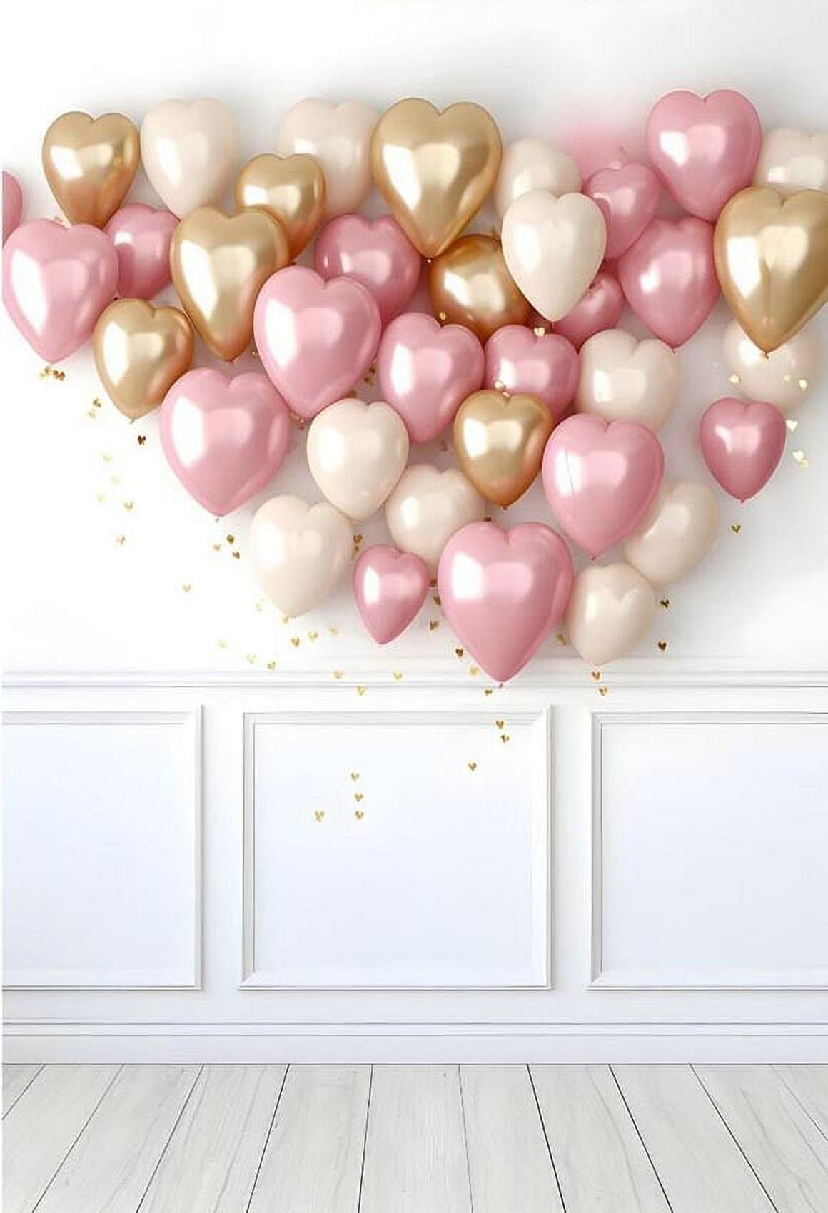 Photography Background Pink Gold Balloon White Wall Kids Birthday Party ...