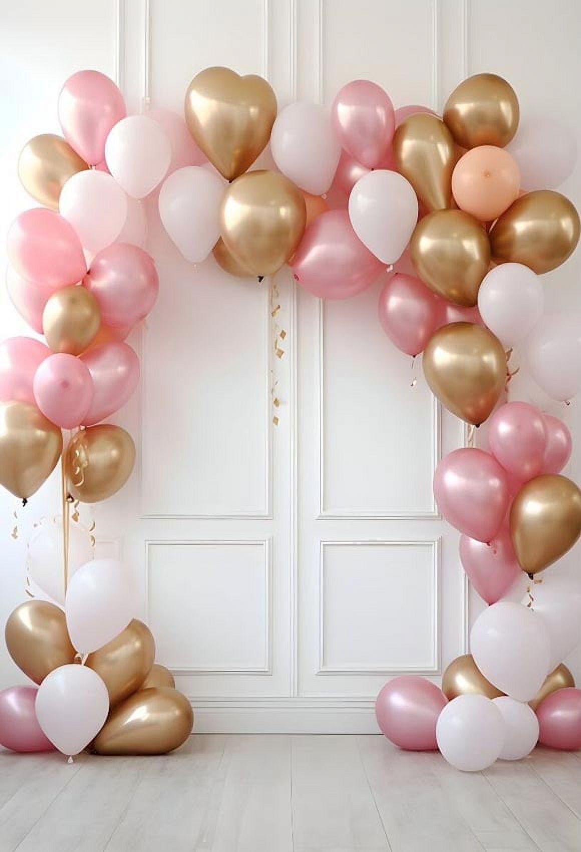 Photography Background Pink Gold Balloon White Wall Kids Birthday Party ...