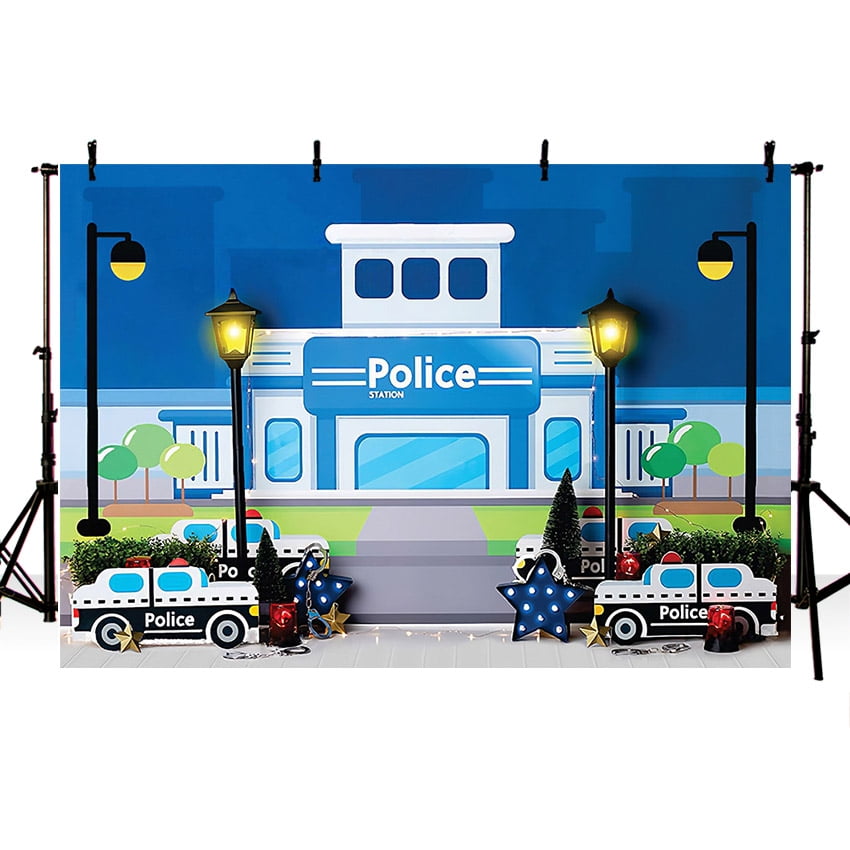 Photography Background Police Theme Boy Birthday Party Police Station ...