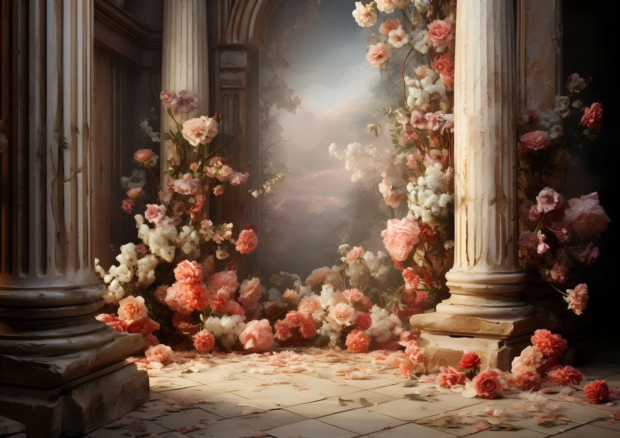 Photography Background Retro Columns Floral Window Adult Birthday ...