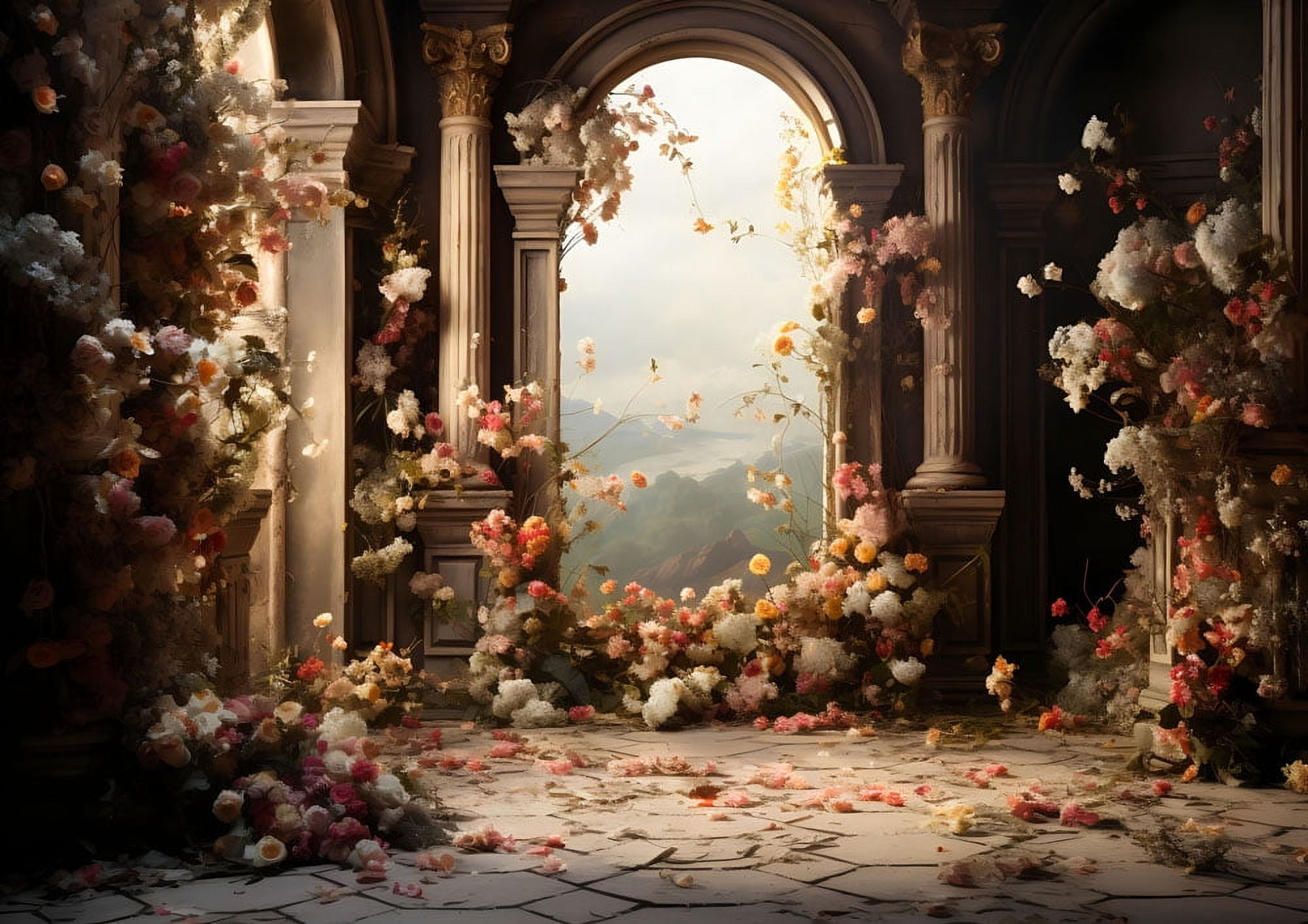 Photography Background Retro Columns Floral Window Adult Birthday ...