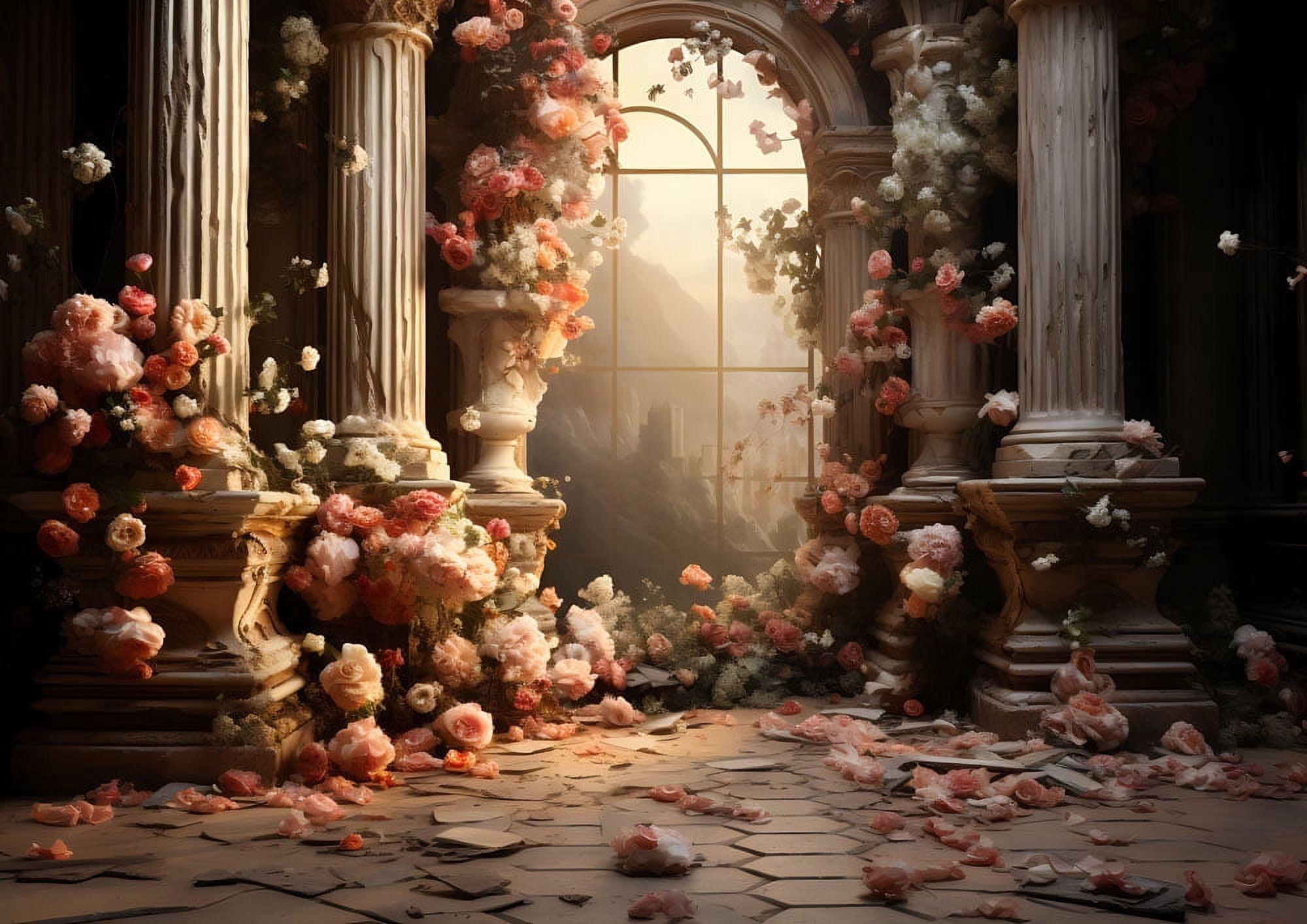 Photography Background Retro Columns Floral Window Adult Birthday ...