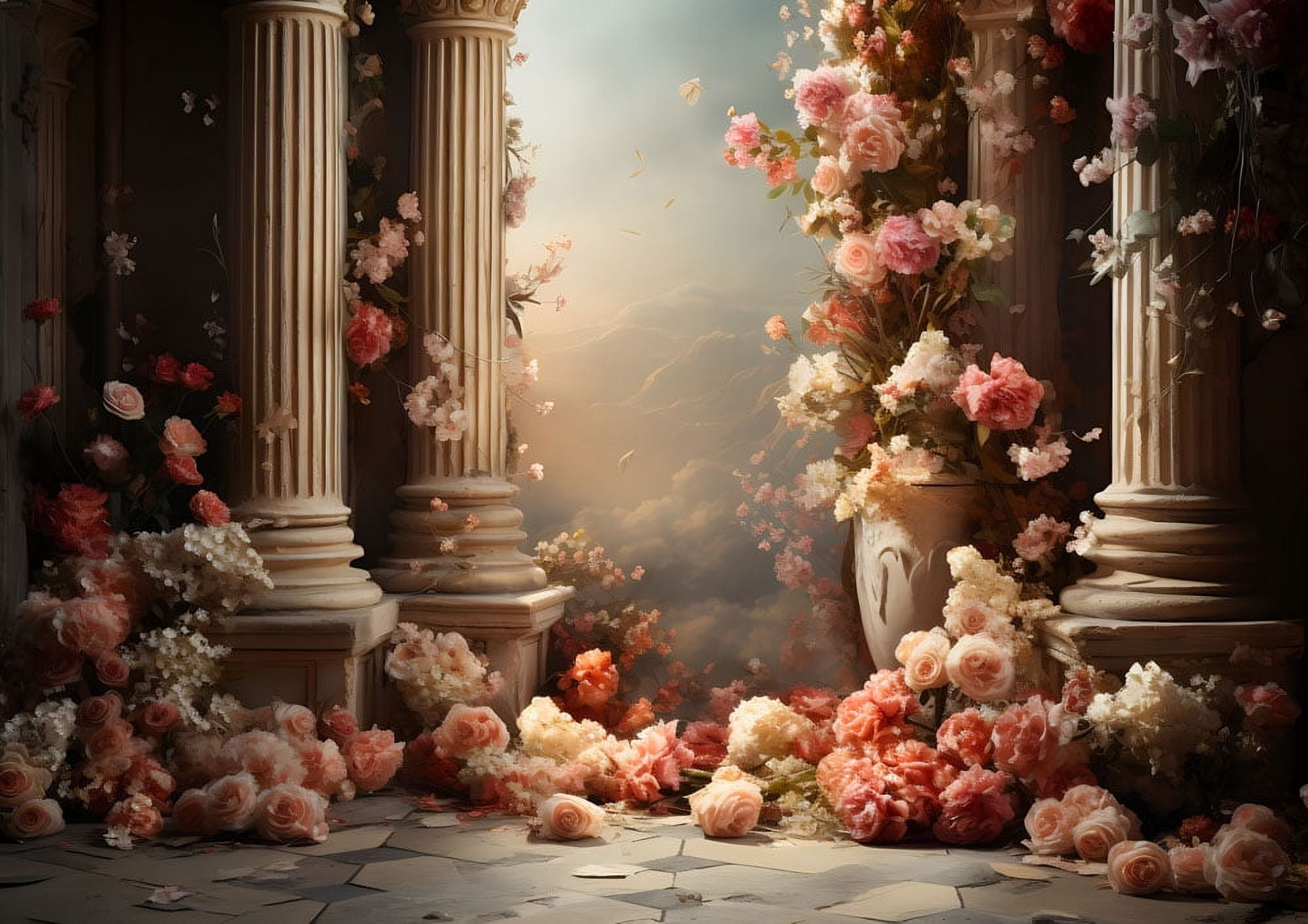 Photography Background Retro Columns Floral Window Adult Birthday ...