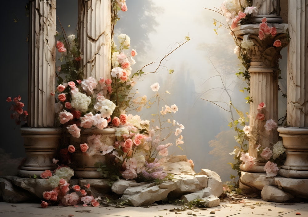 Photography Background Retro Columns Floral Window Adult Birthday ...