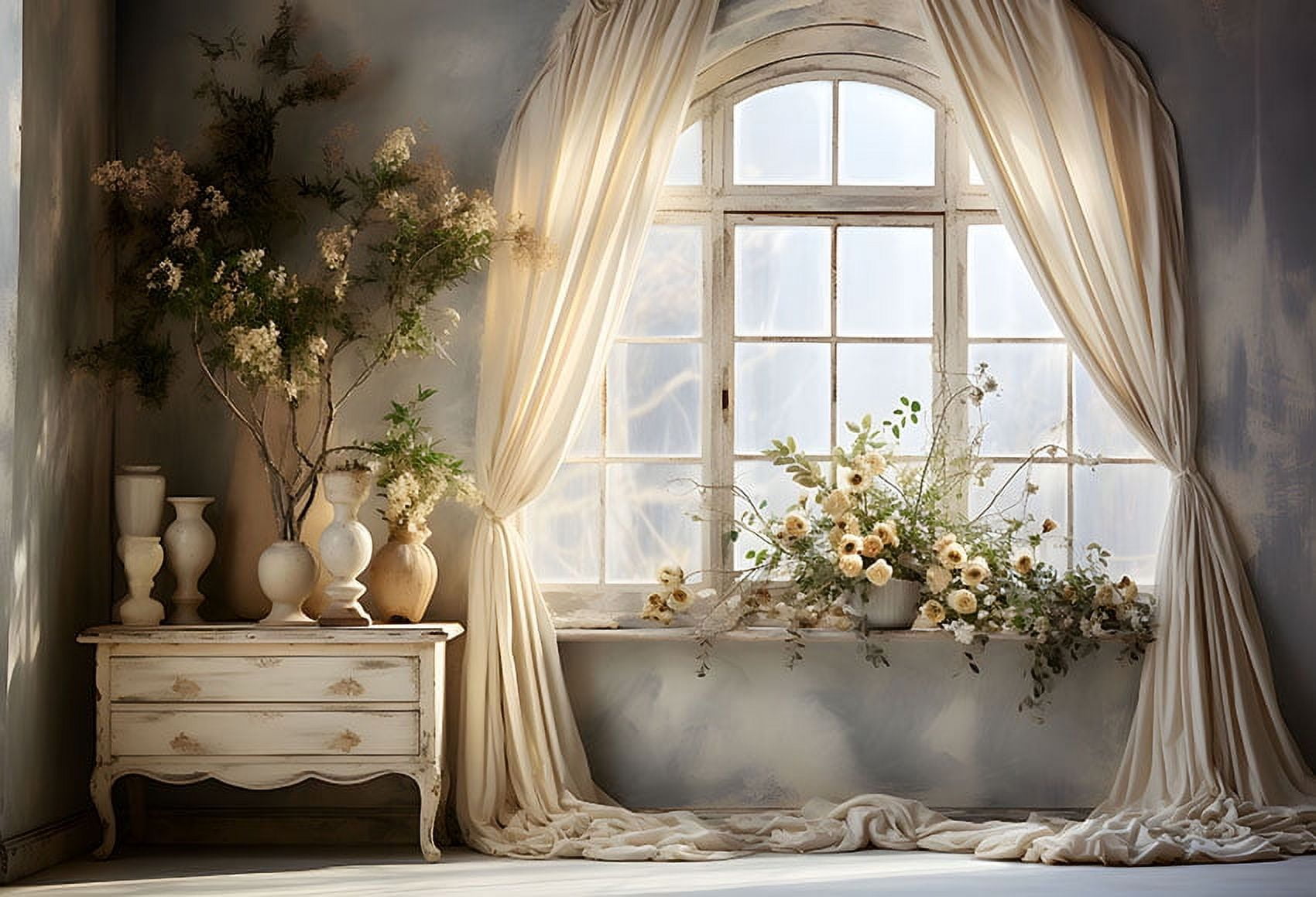 Photography Background Retro Curtain Window Floral Adult Birthday ...