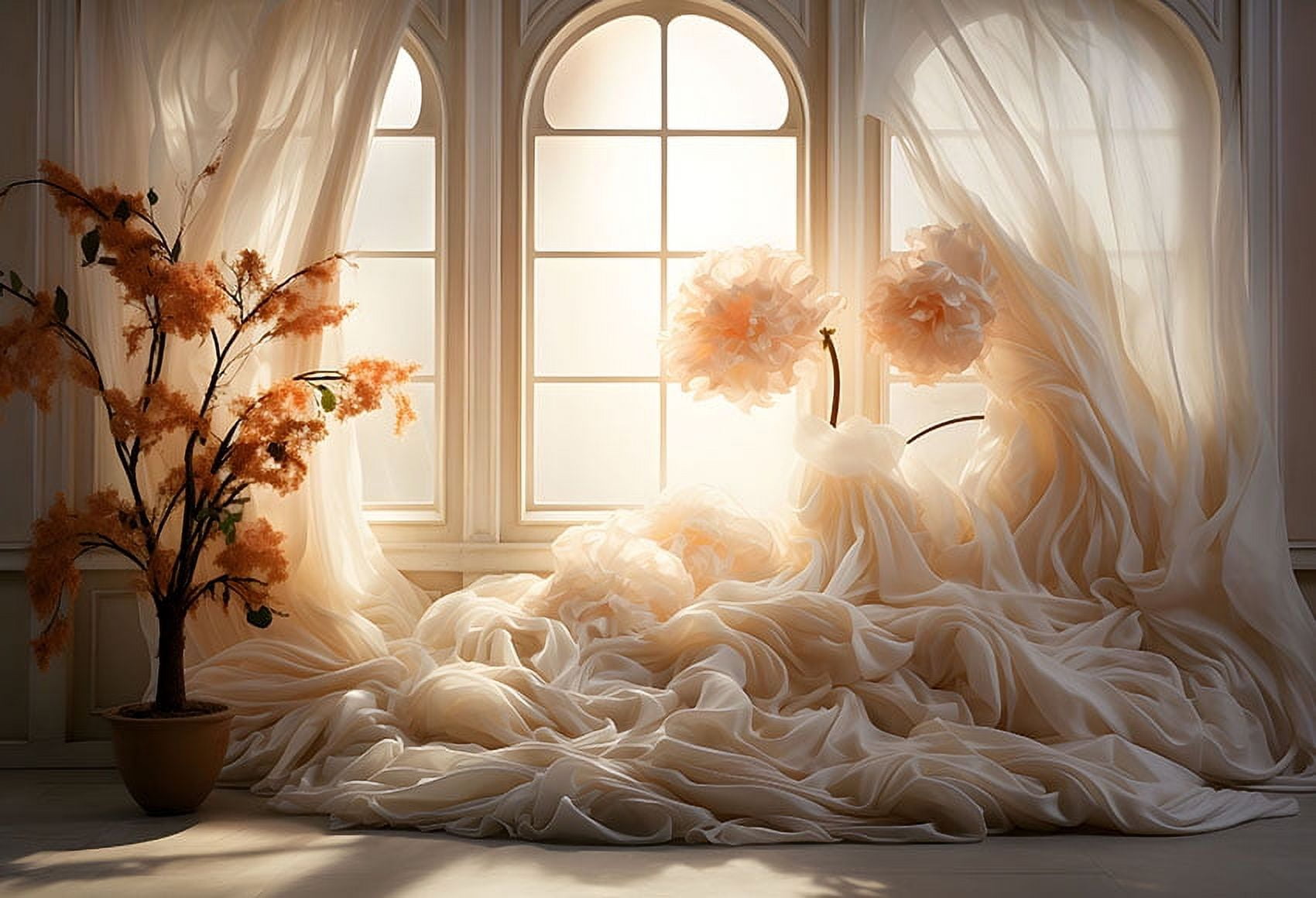 Photography Background Retro Curtain Window Floral Adult Birthday ...
