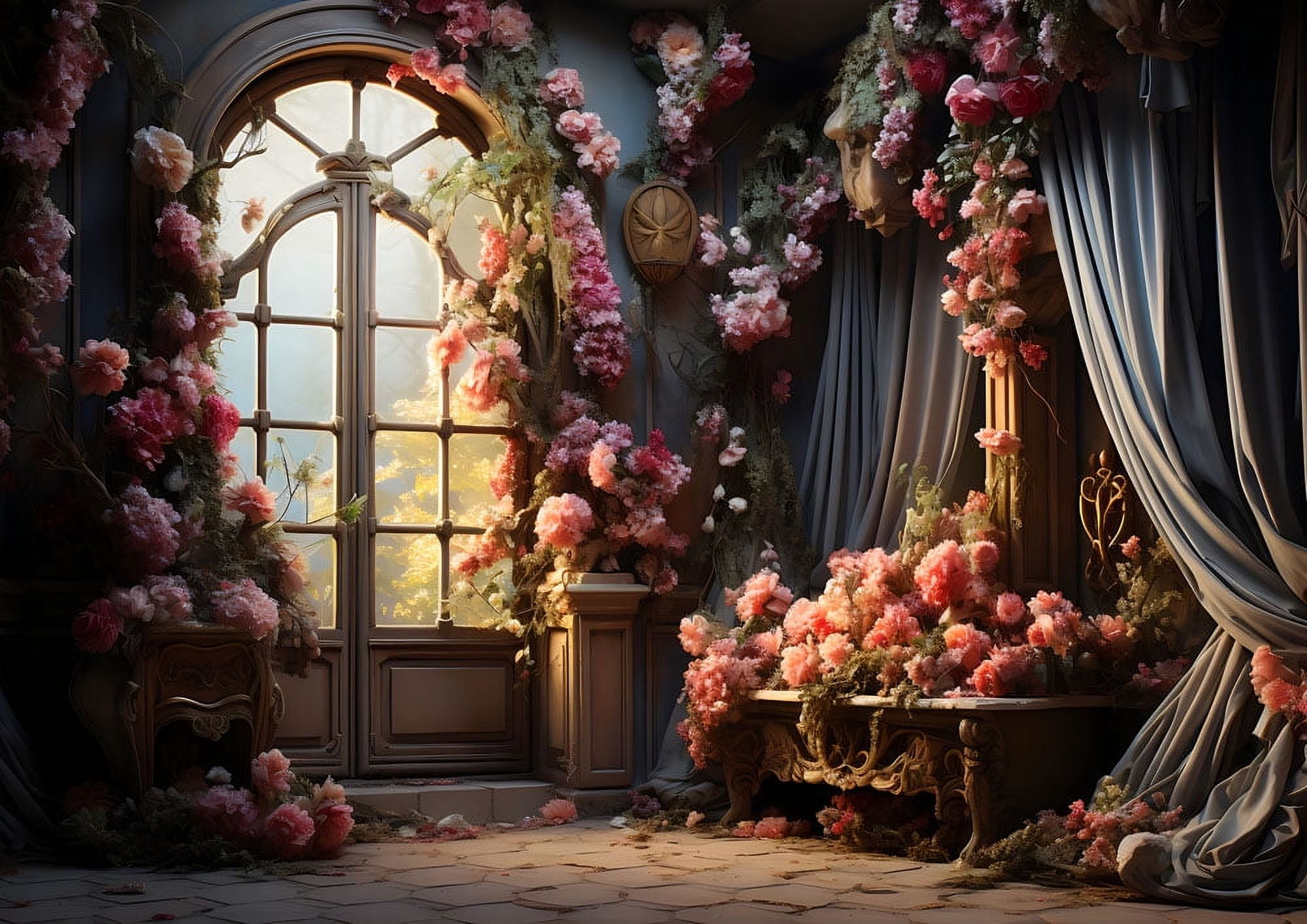 Photography Background Retro Indoor Floral Window Adult Birthday ...