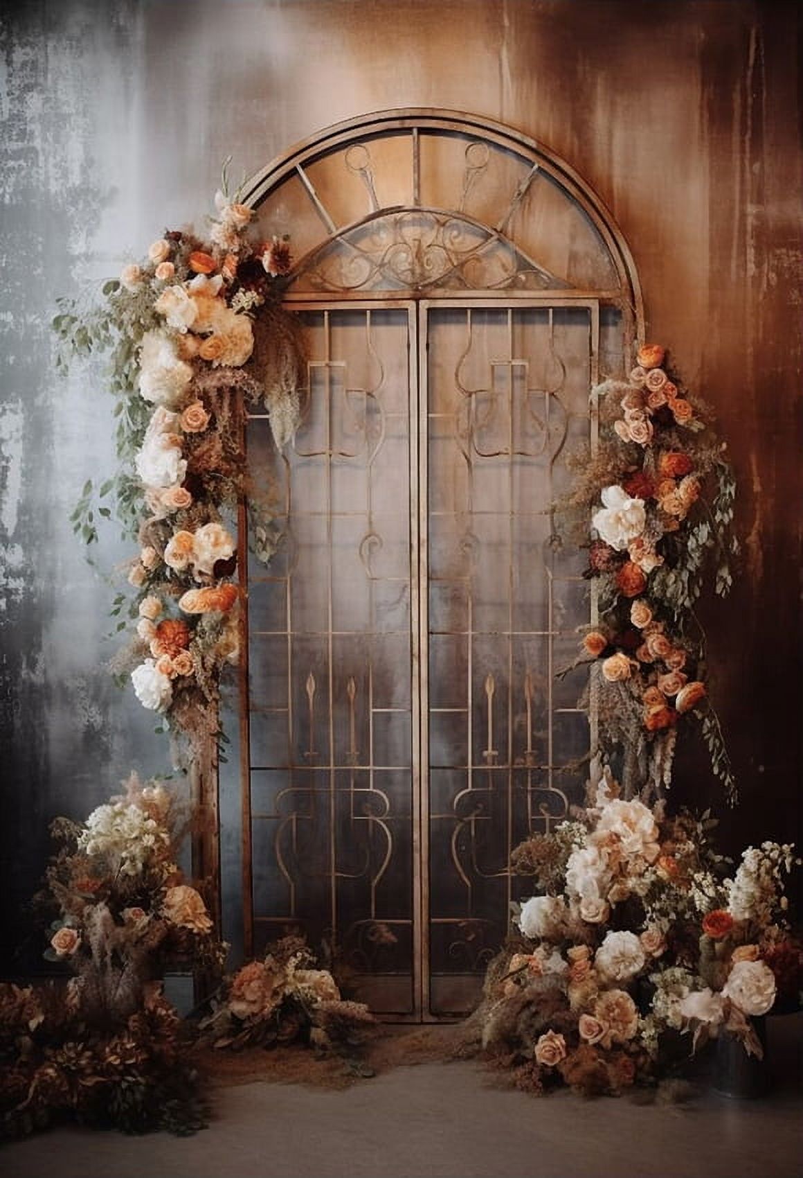 Photography Background Rustic Floral Arch Door Adult Birthday Wedding ...