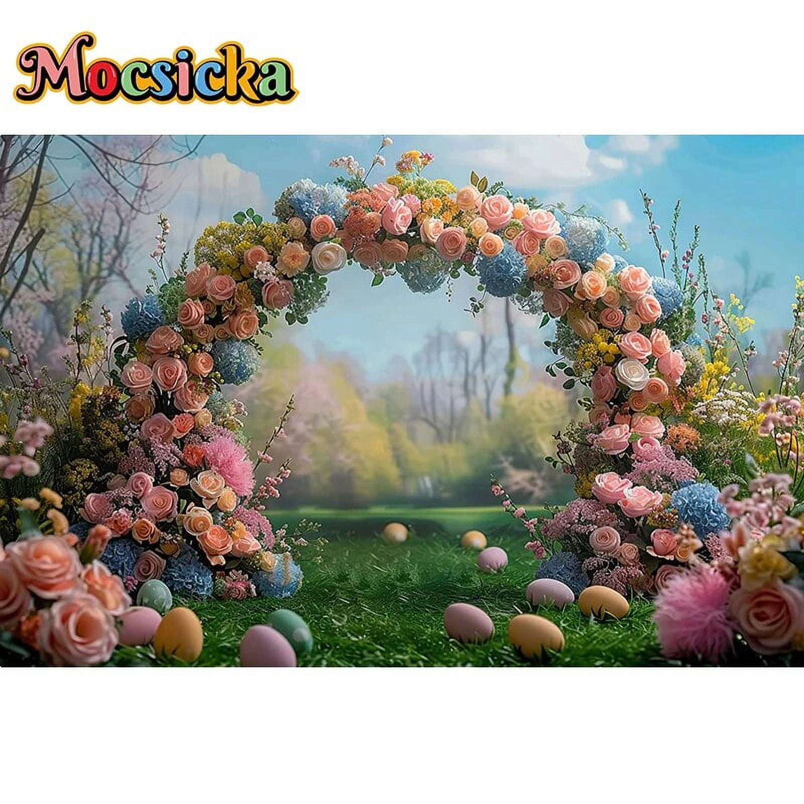 Photography Background Spring Easter Eggs Arch Flowers Garden Child ...