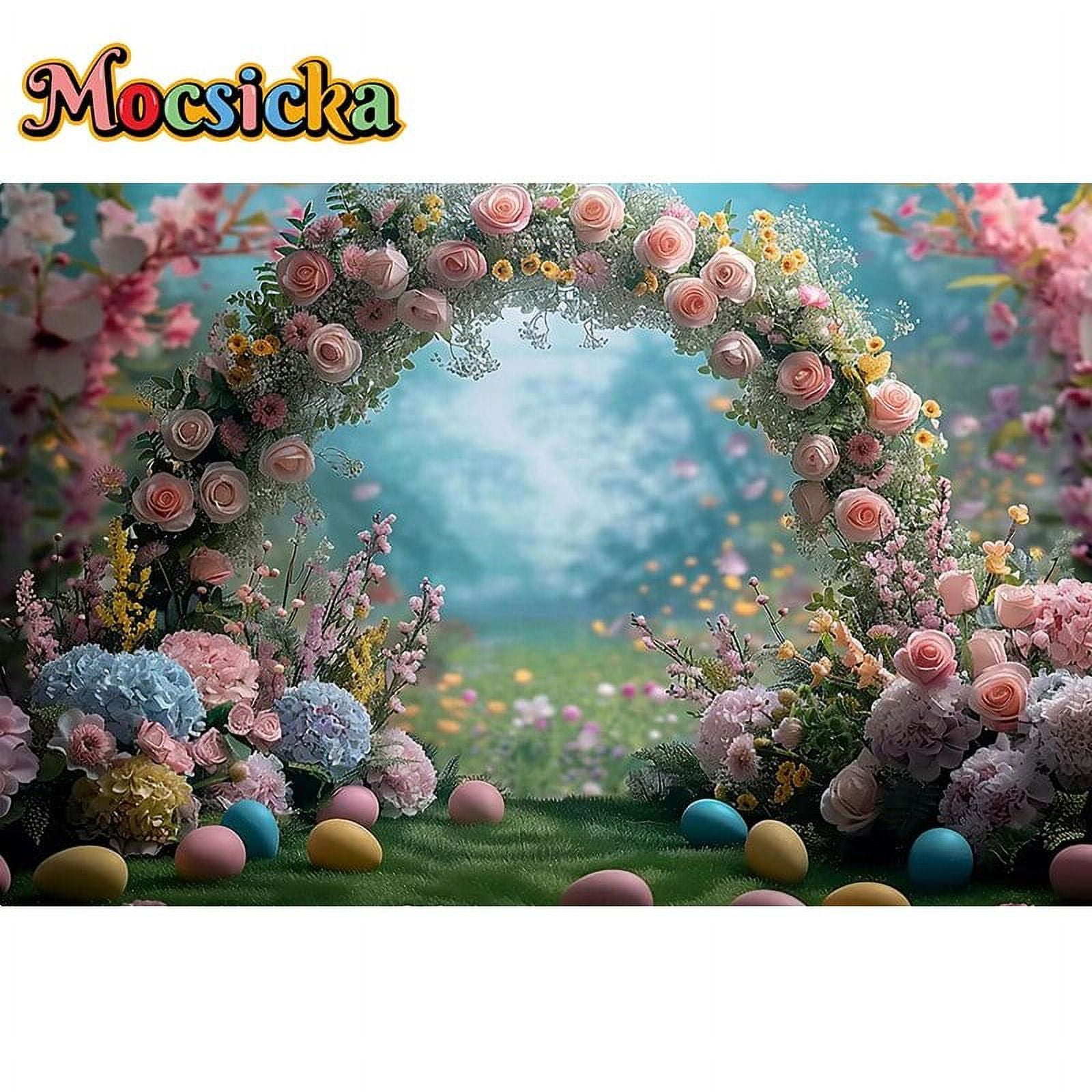Photography Background Spring Easter Eggs Arch Flowers Garden Child ...