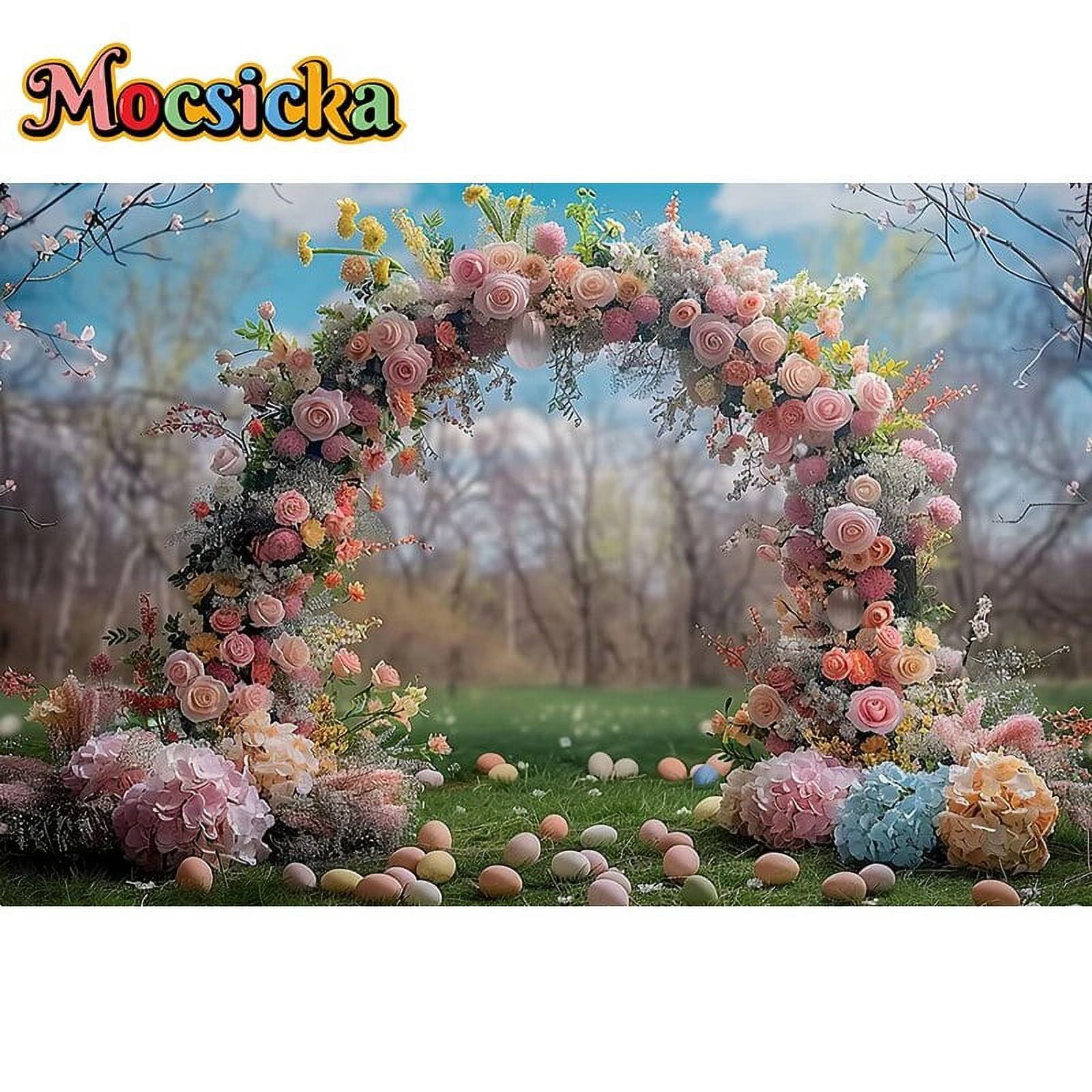 Photography Background Spring Easter Eggs Arch Flowers Garden Child ...