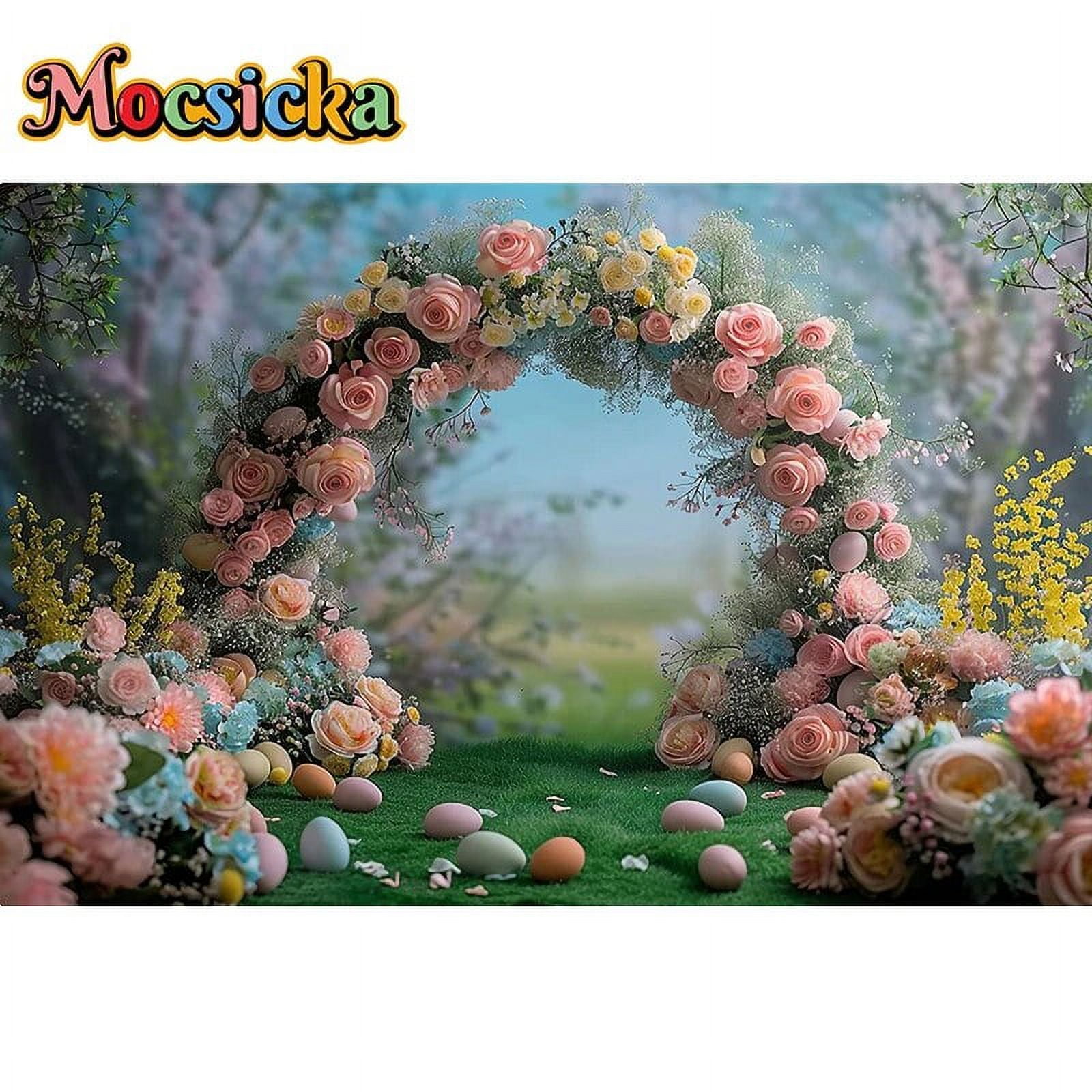Photography Background Spring Easter Eggs Arch Flowers Garden Child ...