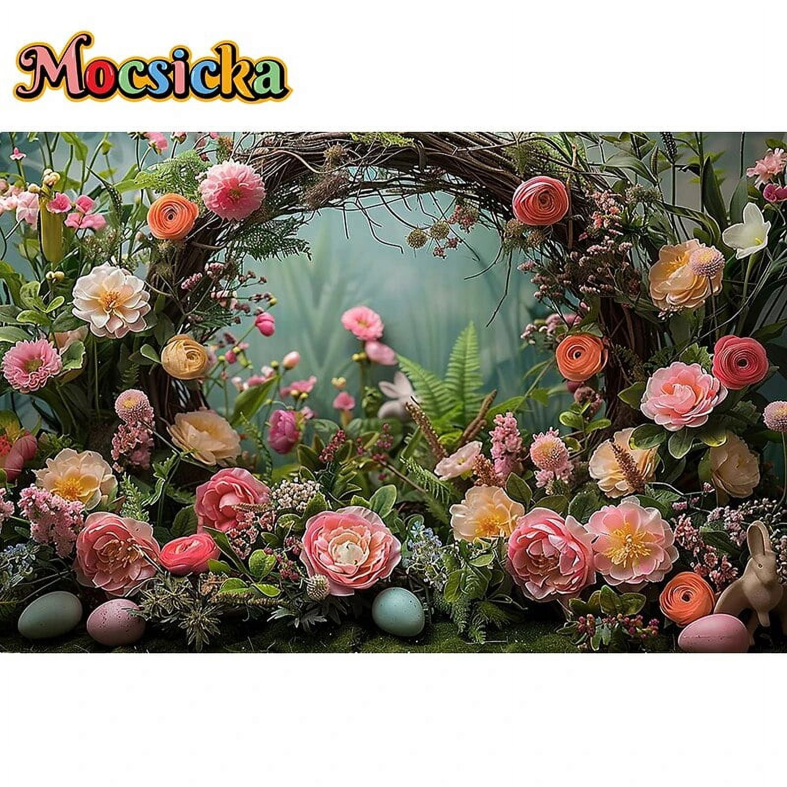 Photography Background Spring Easter Eggs Arch Flowers Garden Child ...