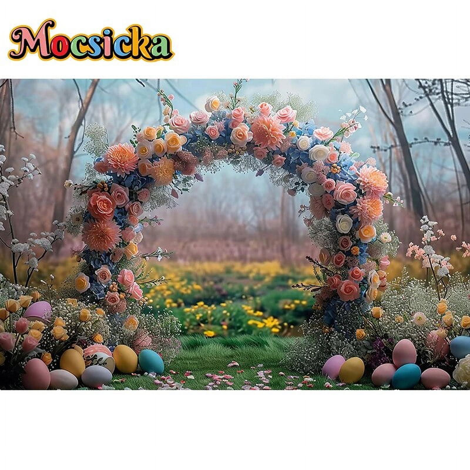 Photography Background Spring Easter Eggs Arch Flowers Garden Child ...