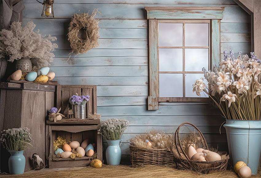 Photography Background Spring Farm Easter Flowers Bunny Eggs Birthday ...