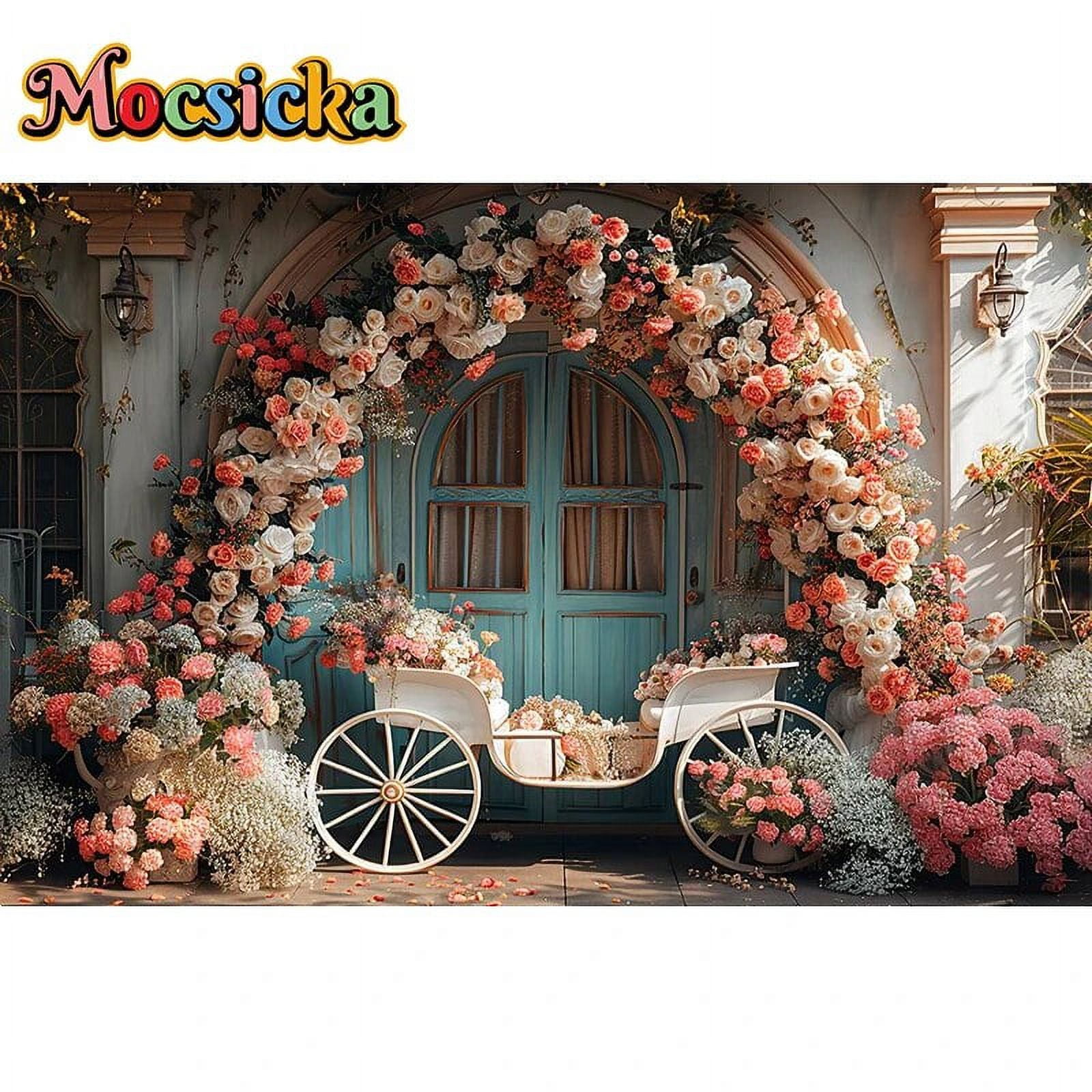Photography Background Spring Indoor Carriage Floral Decor Wedding ...