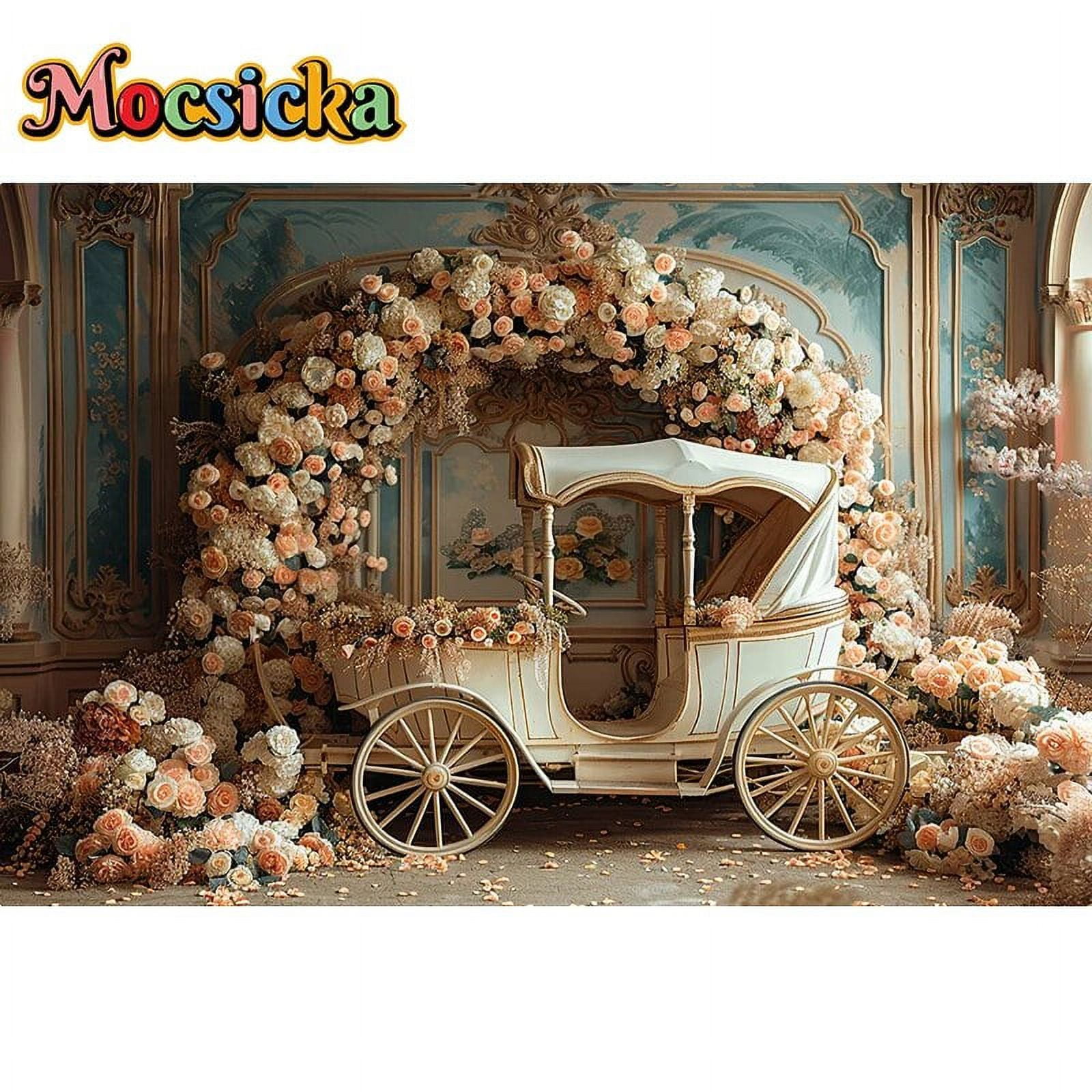 Photography Background Spring Indoor Carriage Floral Decor Wedding ...