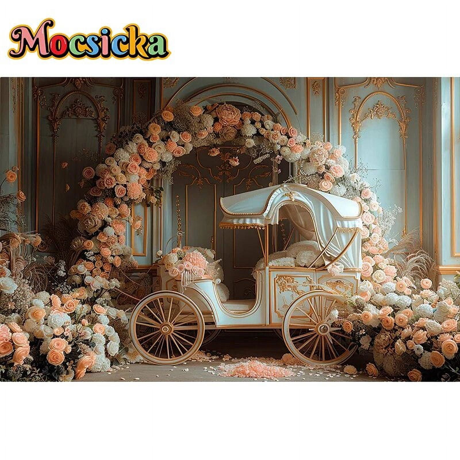 Photography Background Spring Indoor Carriage Floral Decor Wedding ...
