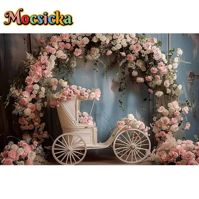 Photography Background Spring Indoor Carriage Floral Decor Wedding ...
