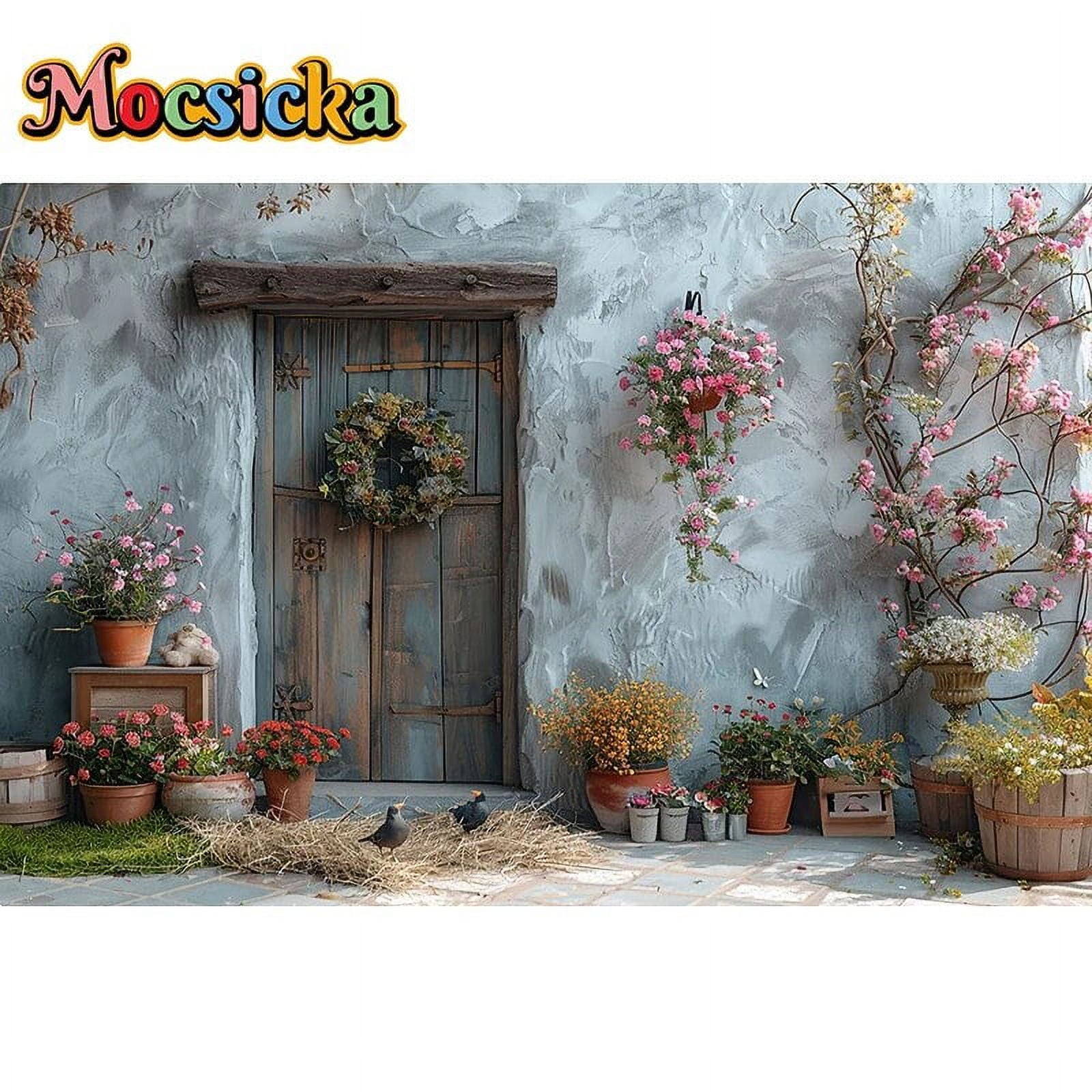 Photography Background Spring Outdoor Vintage Walls Wooden Doors Floral ...