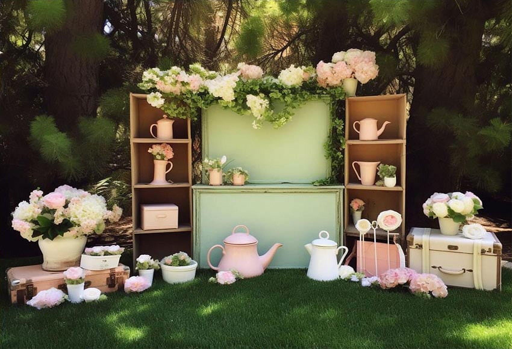 Photography Background Spring Tea Party Tree Baby Kids Birthday Party ...