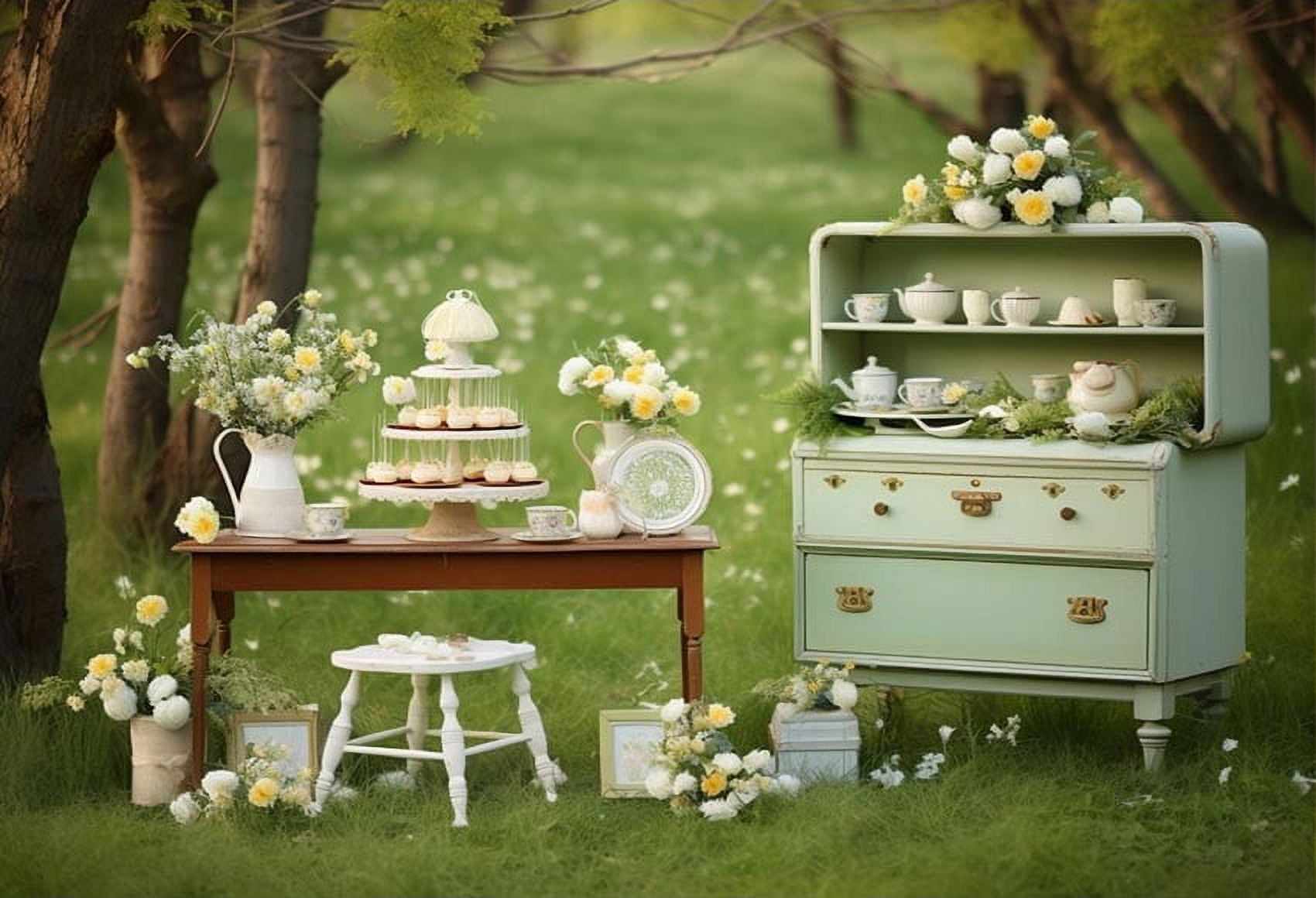 Photography Background Spring Tea Party Tree Baby Kids Birthday Party ...