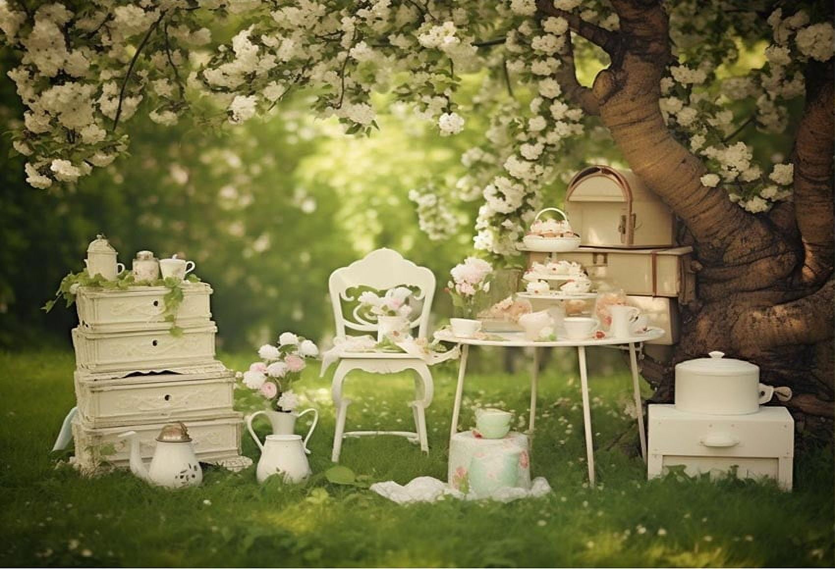 Photography Background Spring Tea Party Tree Baby Kids Birthday Party ...