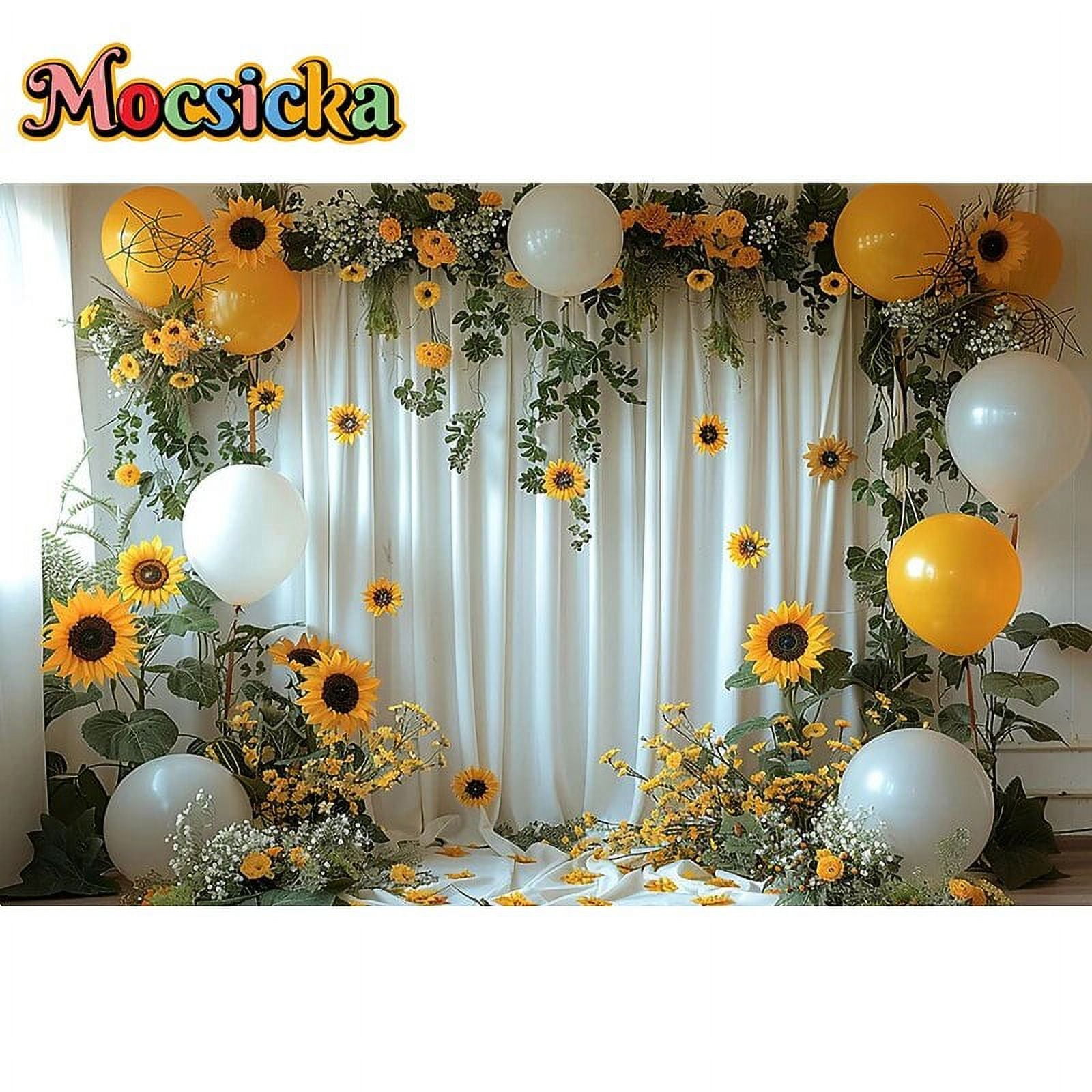 Photography Background Summer Sunflower Balloon Birthday Party Cake ...
