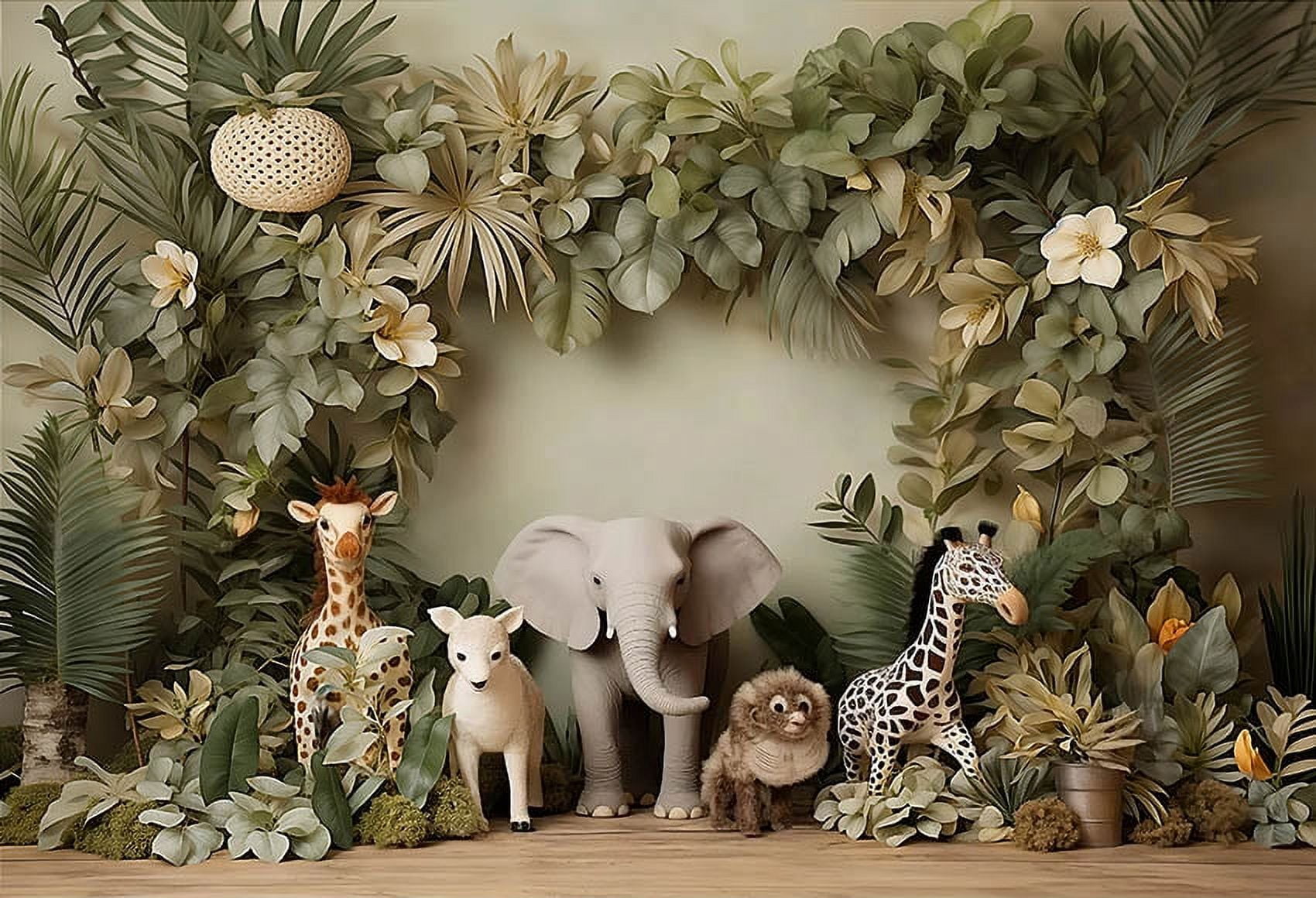 Photography Background Tropical Jungle Wildlife Kids 1st Birthday Party ...